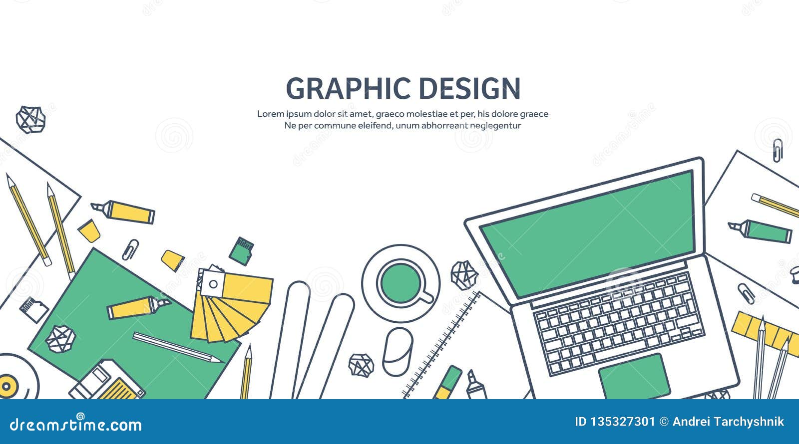 Lined, Ouline Flat Graphic Web Design. Drawing and Painting ...