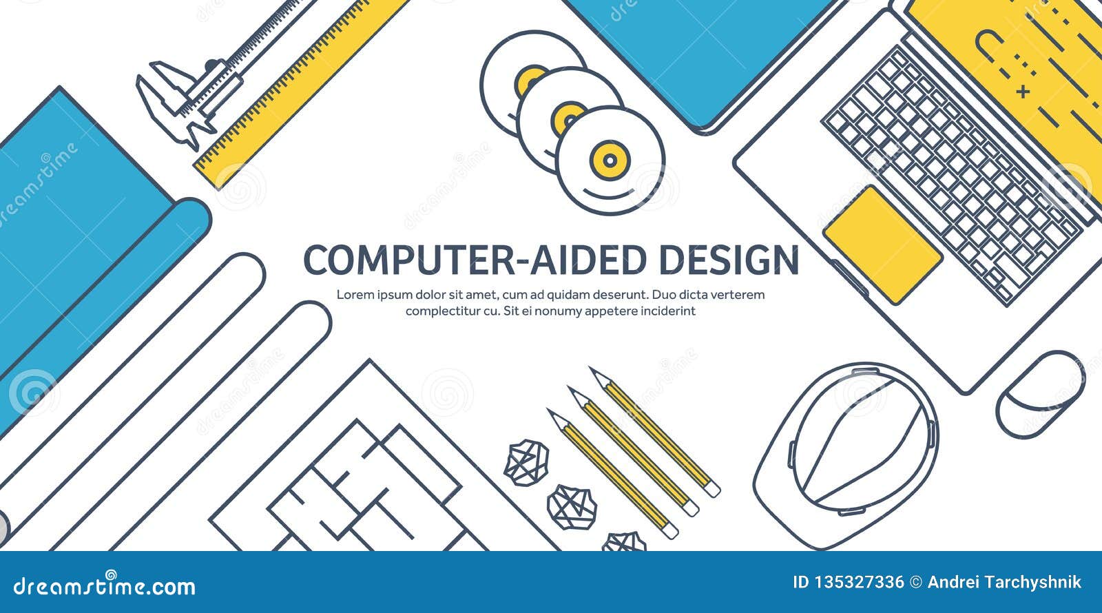 Lined, Outline Vector Illustration. Engineering and Architecture ...
