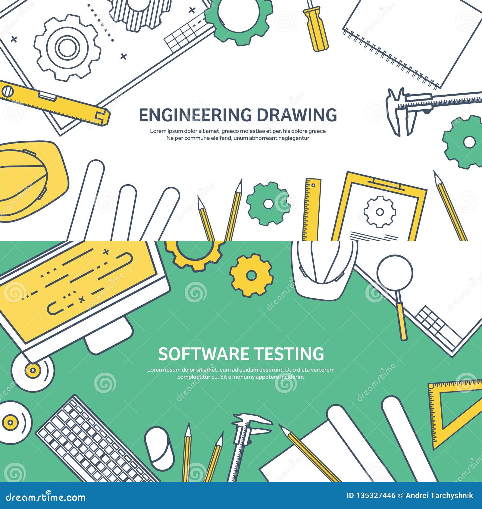 Lined, Outline Vector Illustration. Engineering and Architecture ...