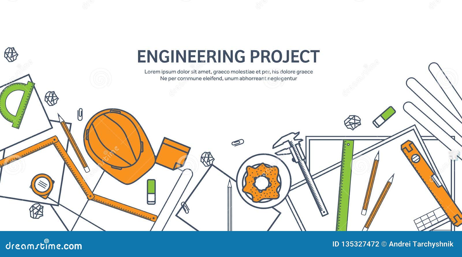 Lined, Outline Vector Illustration. Engineering And Architecture ...