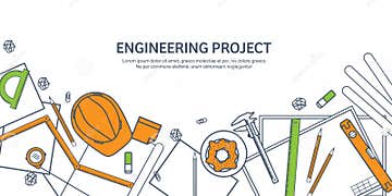 Lined, Outline Vector Illustration. Engineering and Architecture ...