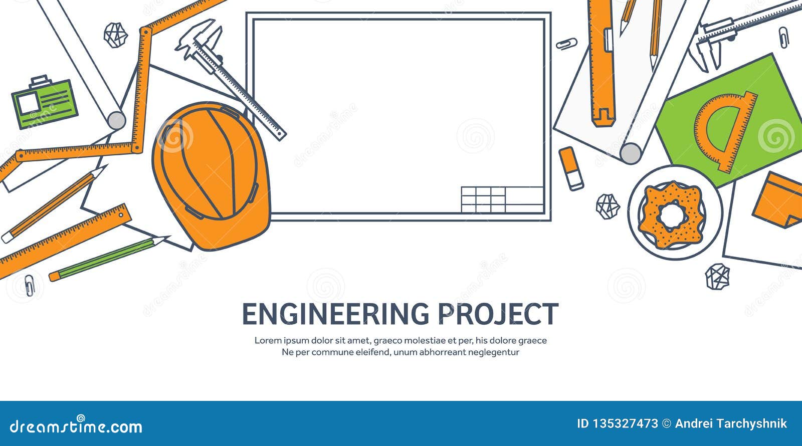 Lined, Outline Vector Illustration. Engineering and Architecture ...