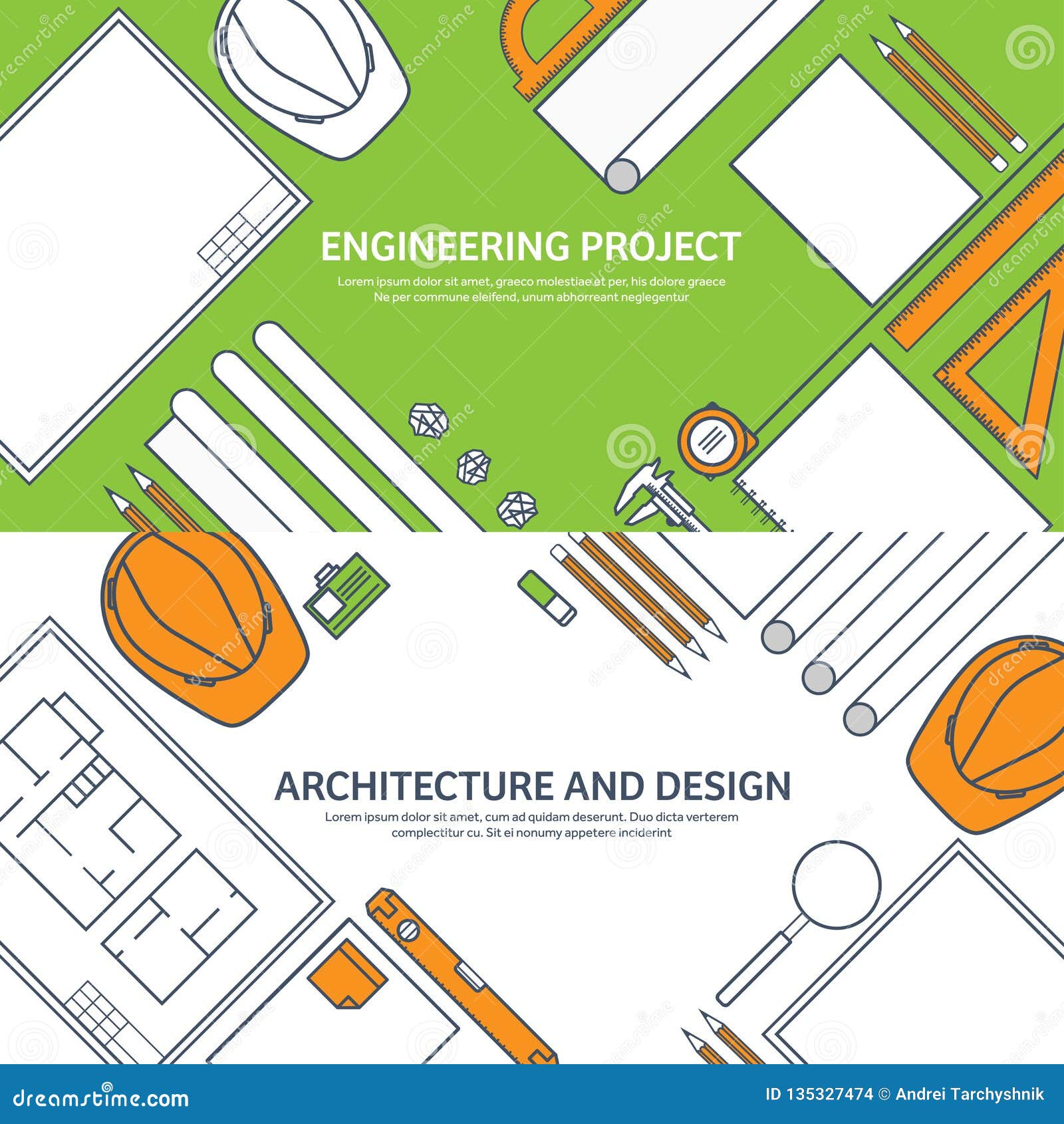 Lined, Outline Vector Illustration. Engineering and Architecture ...