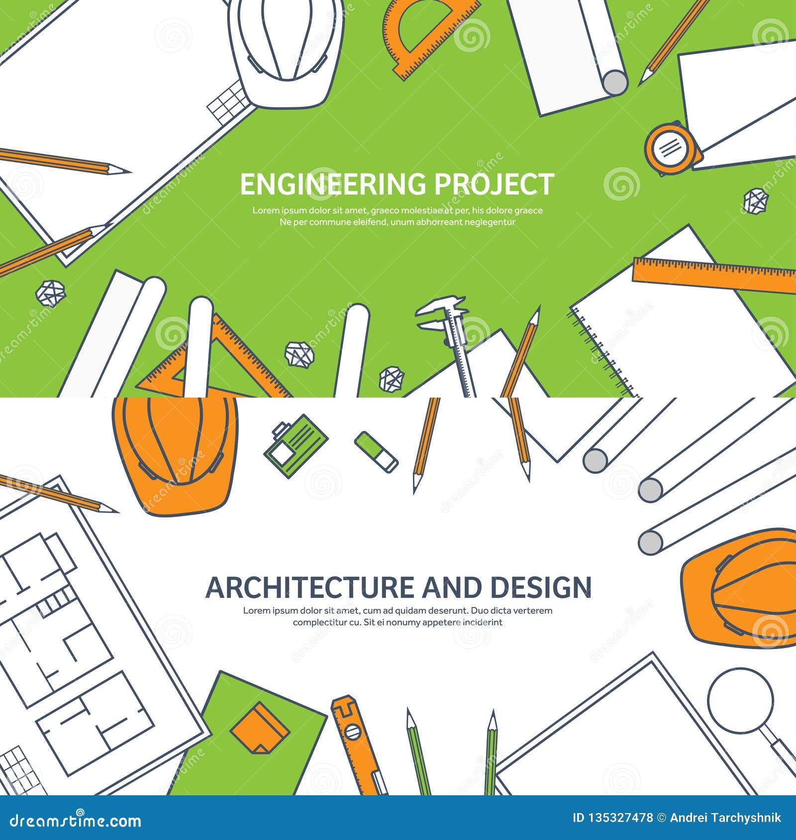 Lined, Outline Vector Illustration. Engineering and Architecture ...