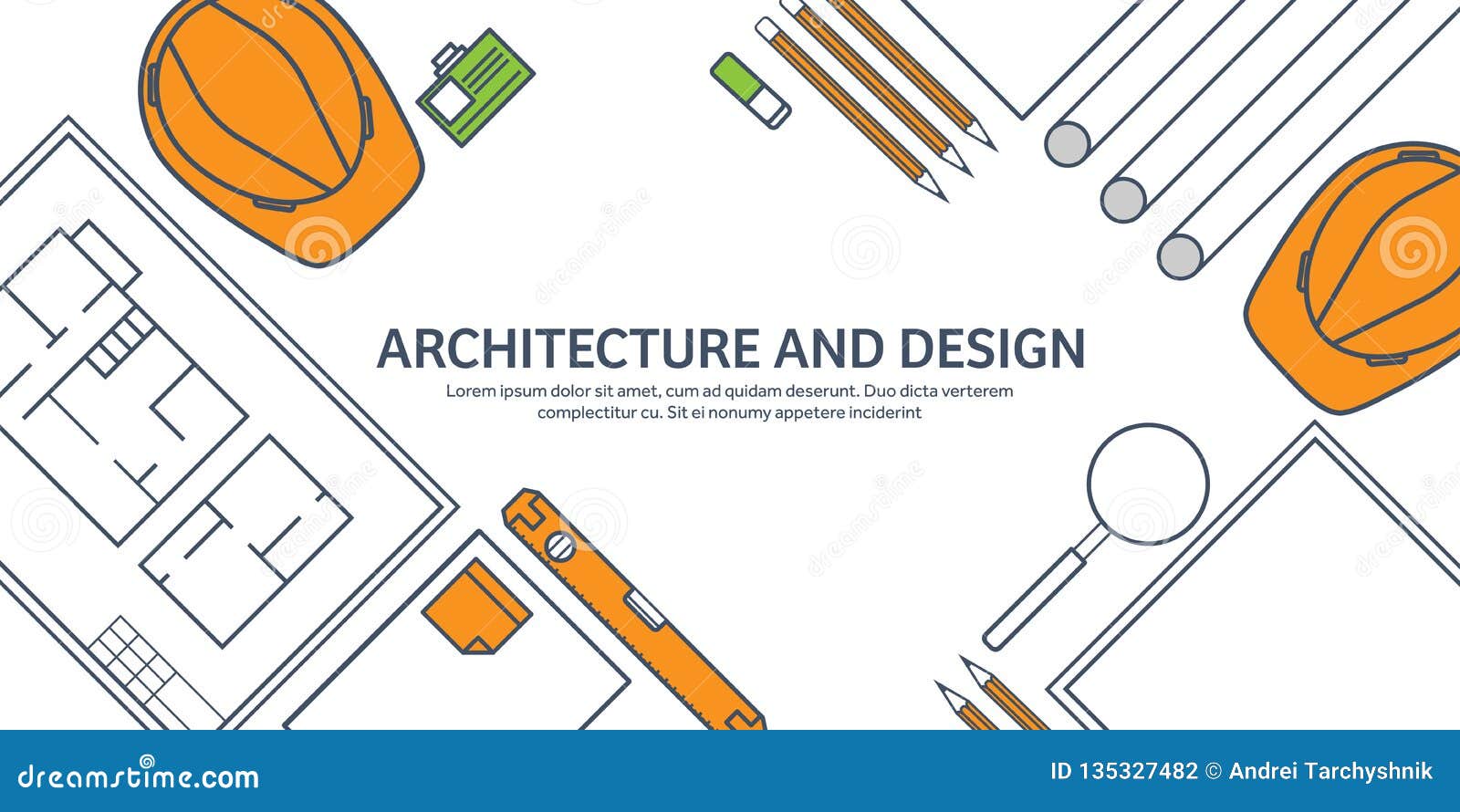 Lined, Outline Vector Illustration. Engineering and Architecture ...