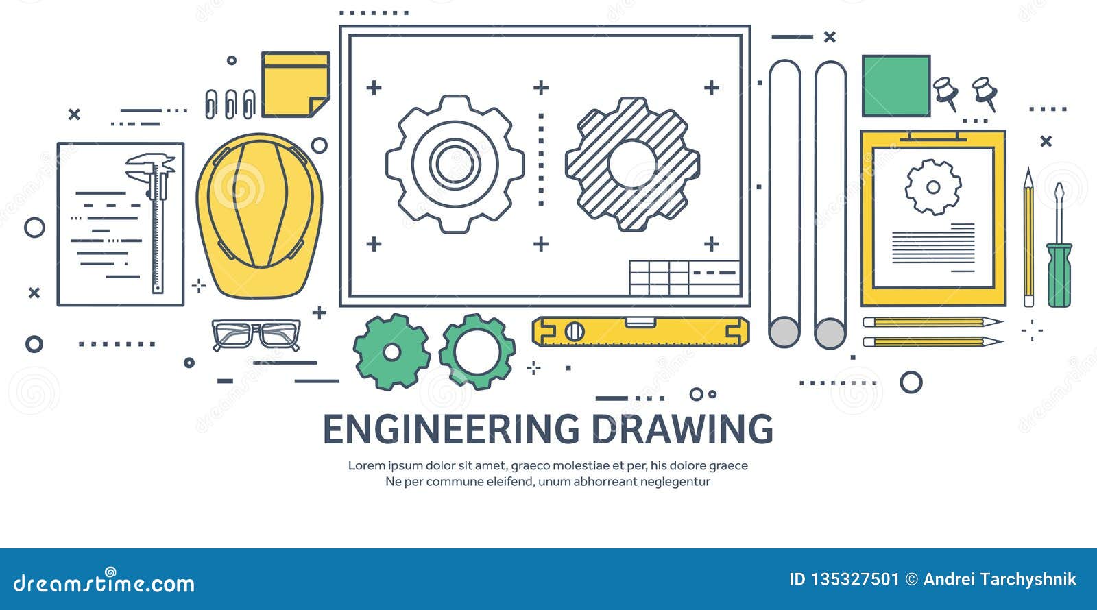 Lined, Outline Vector Illustration. Engineering and Architecture ...