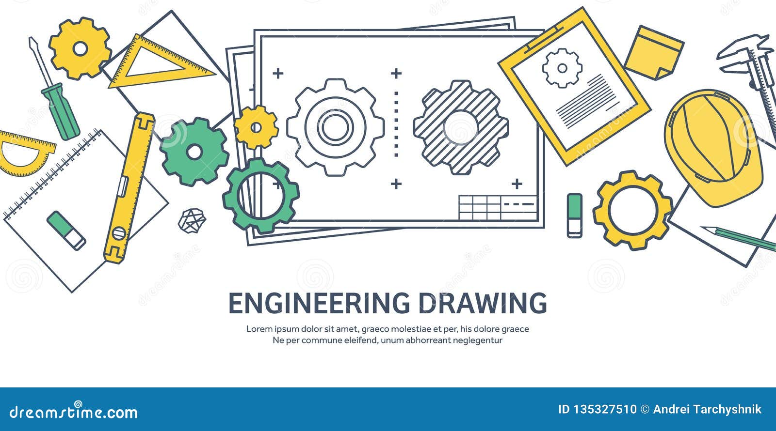 Lined, Outline Vector Illustration. Engineering and Architecture ...