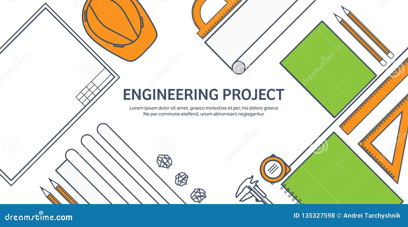 Lined, Outline Vector Illustration. Engineering and Architecture ...