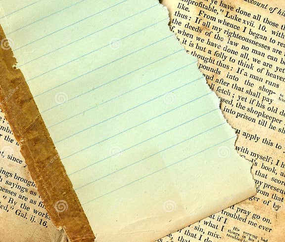 Lined Paper on an Antique Book Stock Photo - Image of memory ...