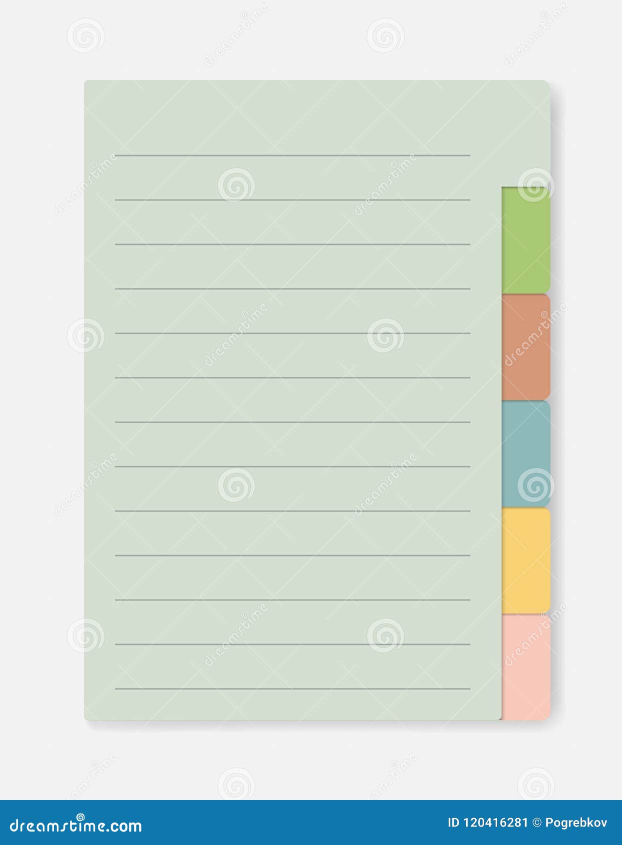 Lined Paper Notebook with Variegated Tabs Vector Template Stock Vector ...