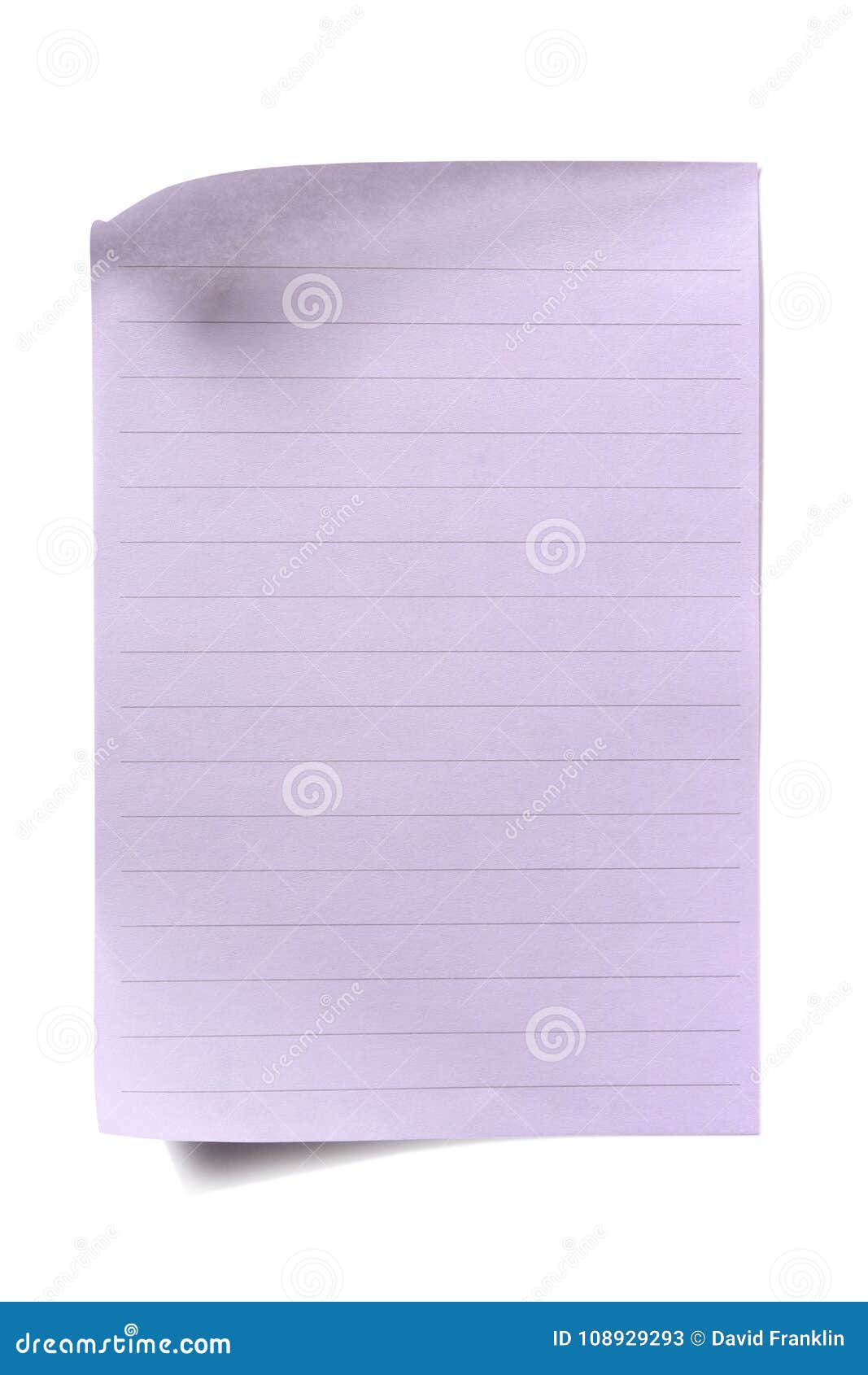 Lined Paper Page Sheet Isolated White Background Stock Image - Image of ...