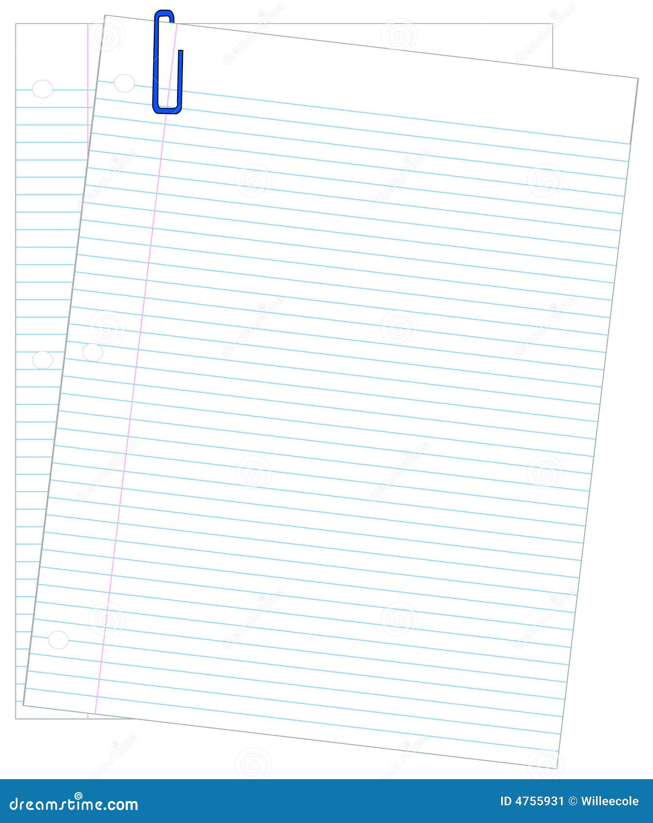 Lined Paper and Paper Clips Stock Vector - Illustration of business ...