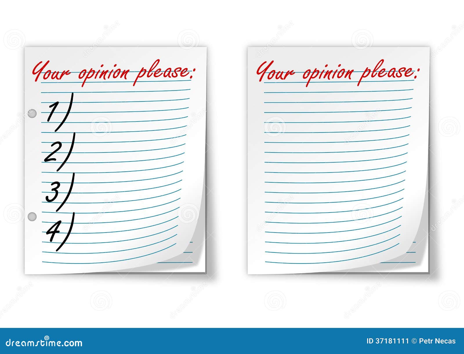 Lined Paper with the Words Your Opinion Please Stock Illustration ...