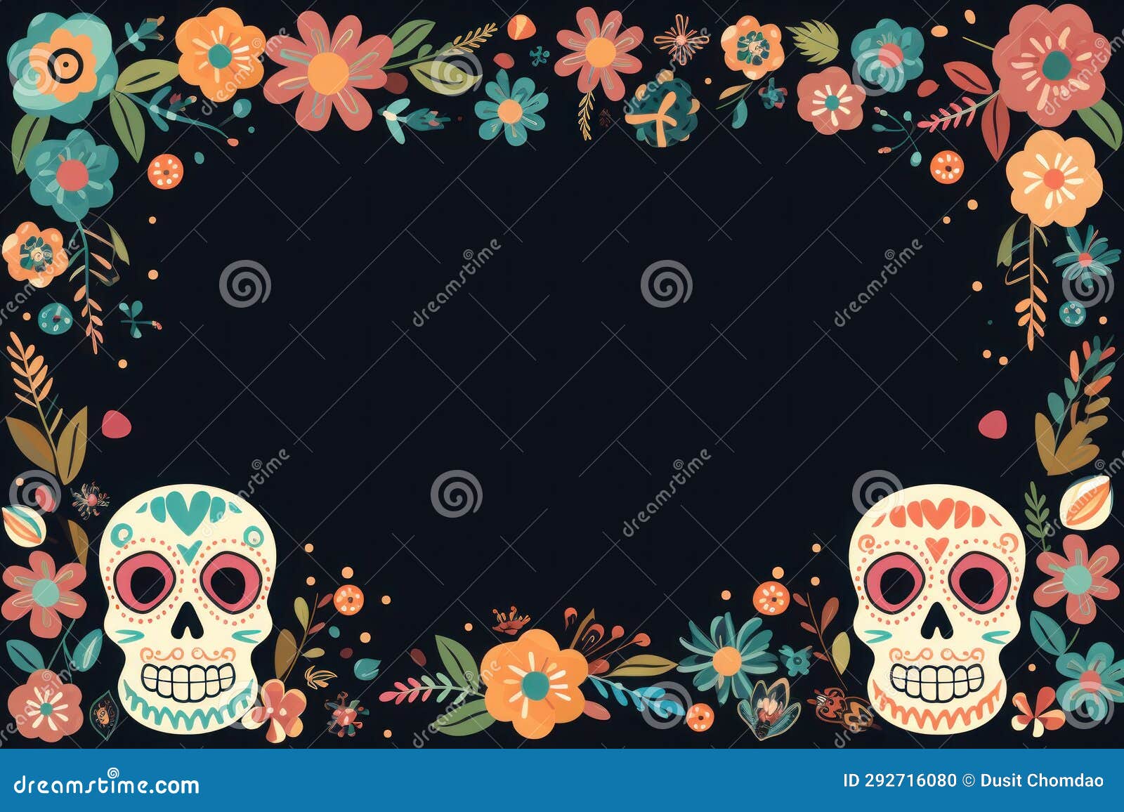 Lined Paper for Writing Day of the Dead Theme. Generative AI Stock ...