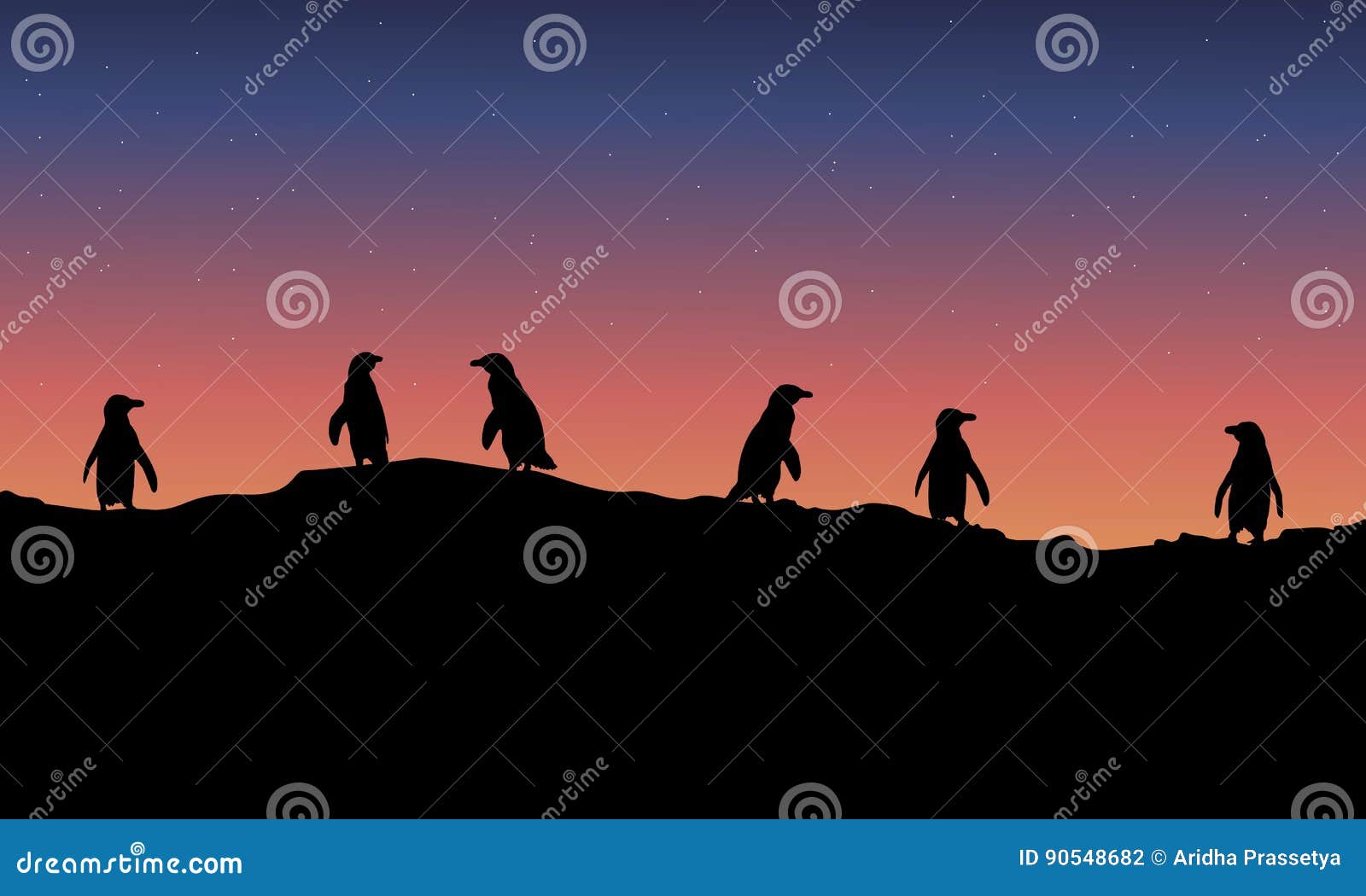Lined Penguin Scenery at Night Stock Vector - Illustration of element ...