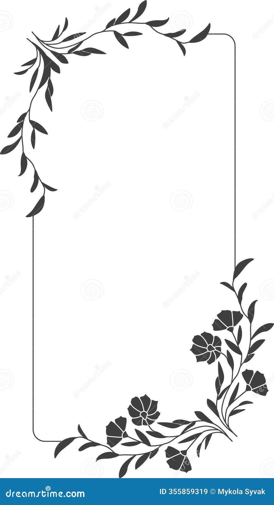 Lined Rectangle Flowers Frame Stock Illustration - Illustration of ...