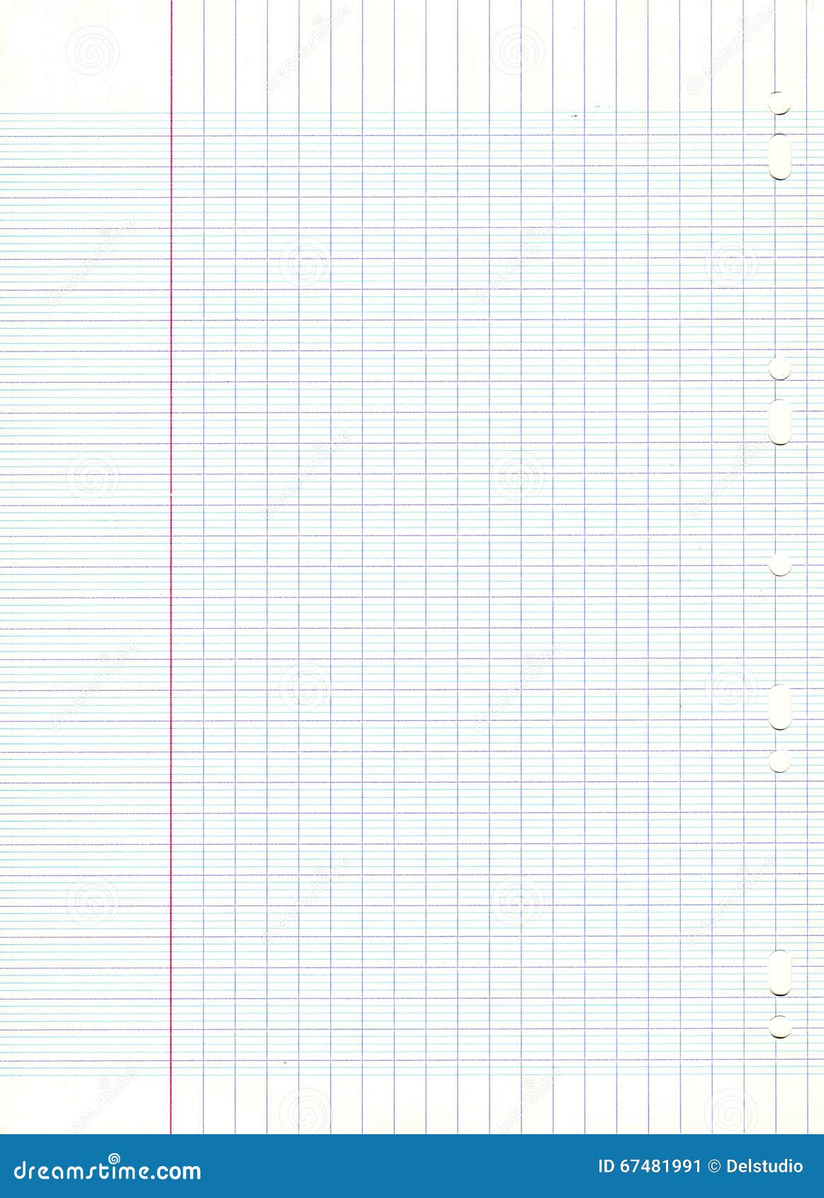 Lined School Sheet of Paper Stock Image - Image of holed, education ...