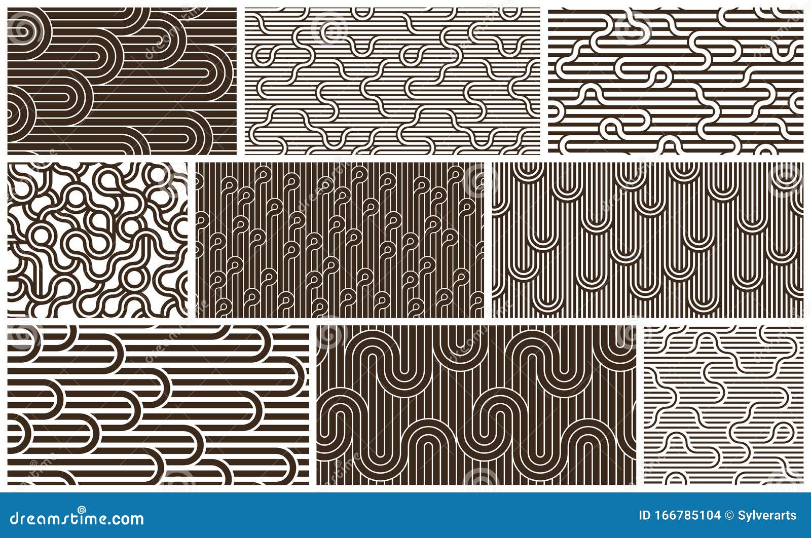 Lined Seamless Vector Patterns with Twisted Lines, Geometric Abstract ...