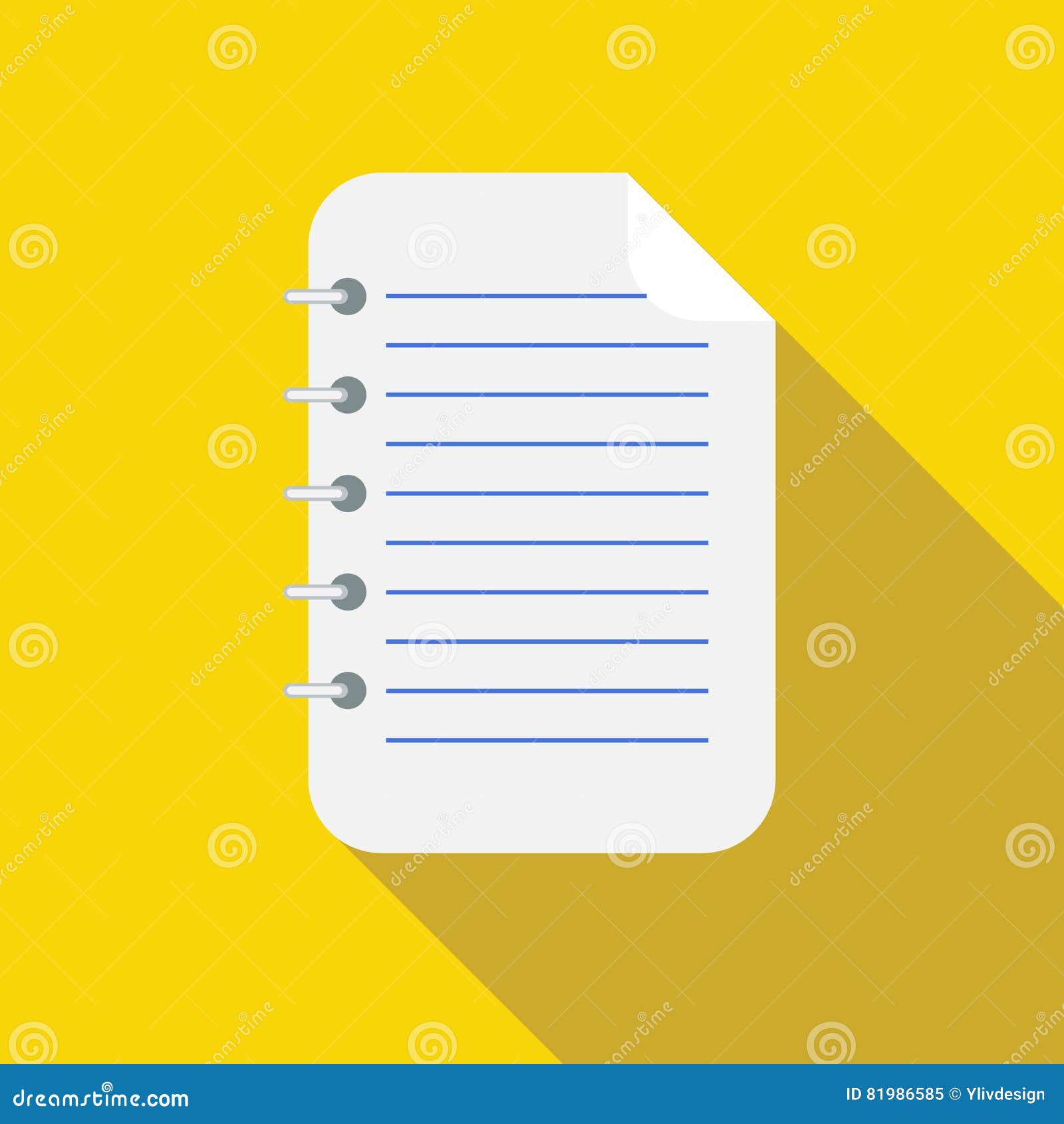 Lined Sheet of Paper Icon, Flat Style Stock Vector - Illustration of ...