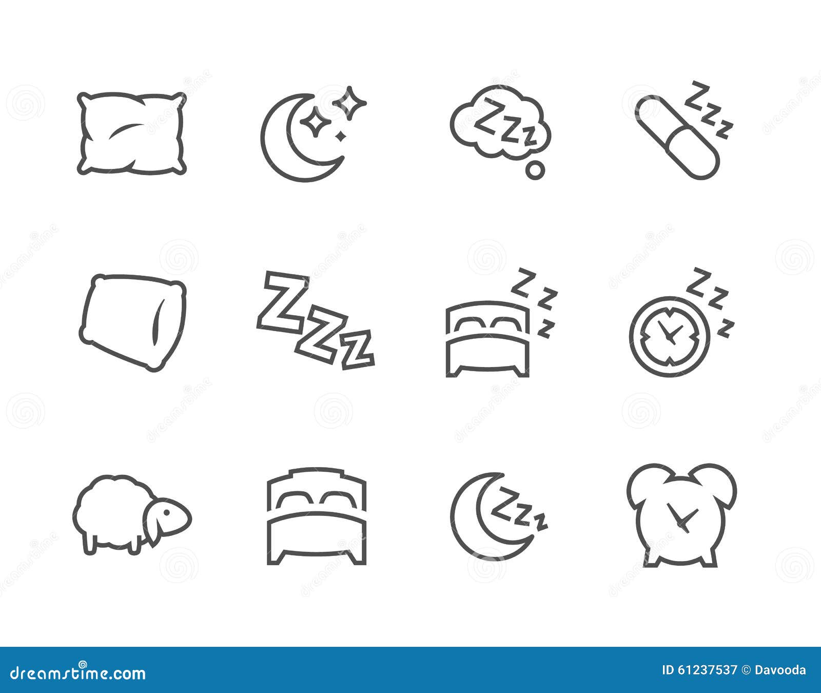 Lined Sleep Well Icons Stock Illustrations – 2 Lined Sleep Well Icons ...