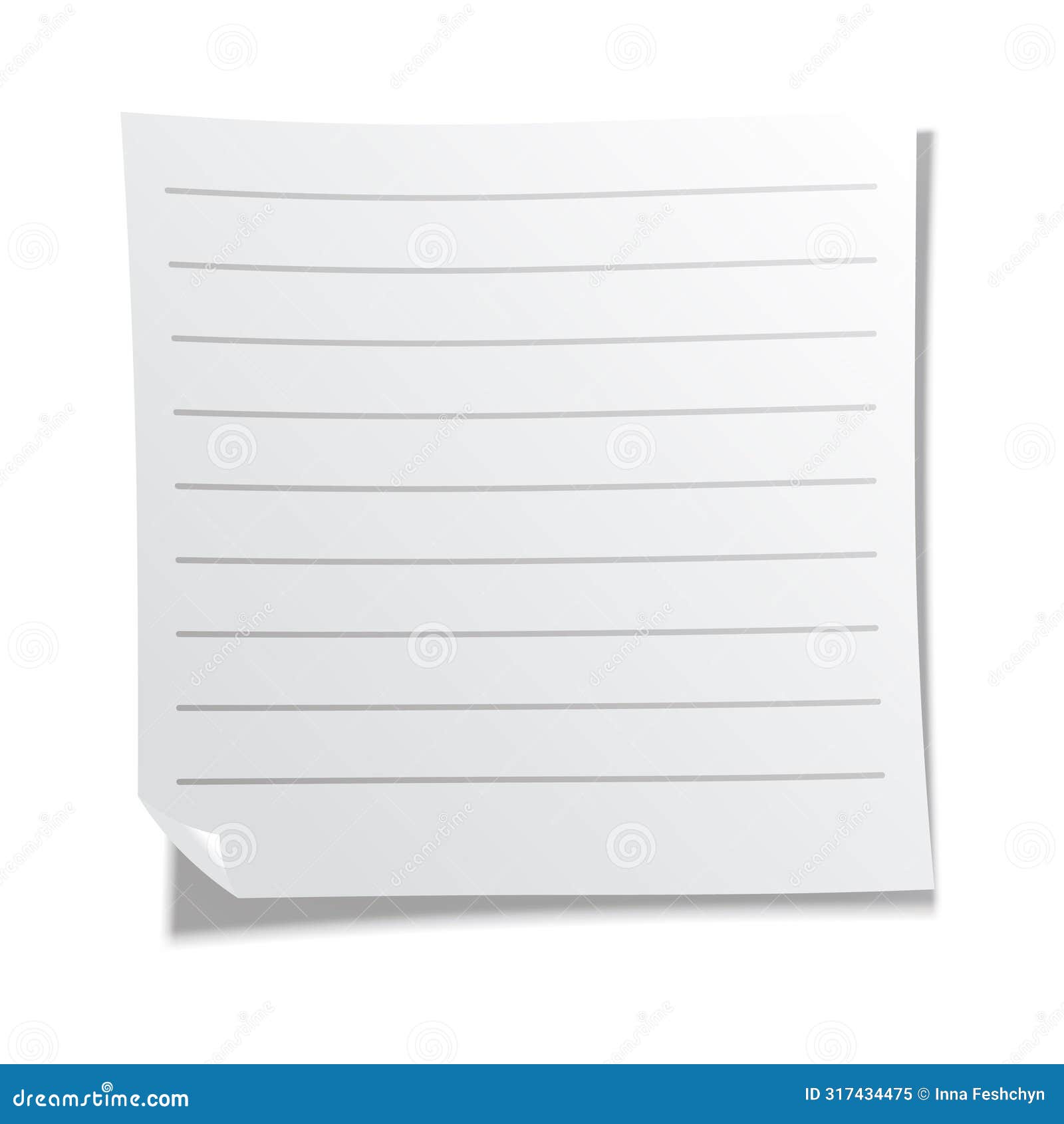 Lined Sticky Note. Blank Note Paper Sheet. Information Reminder ...