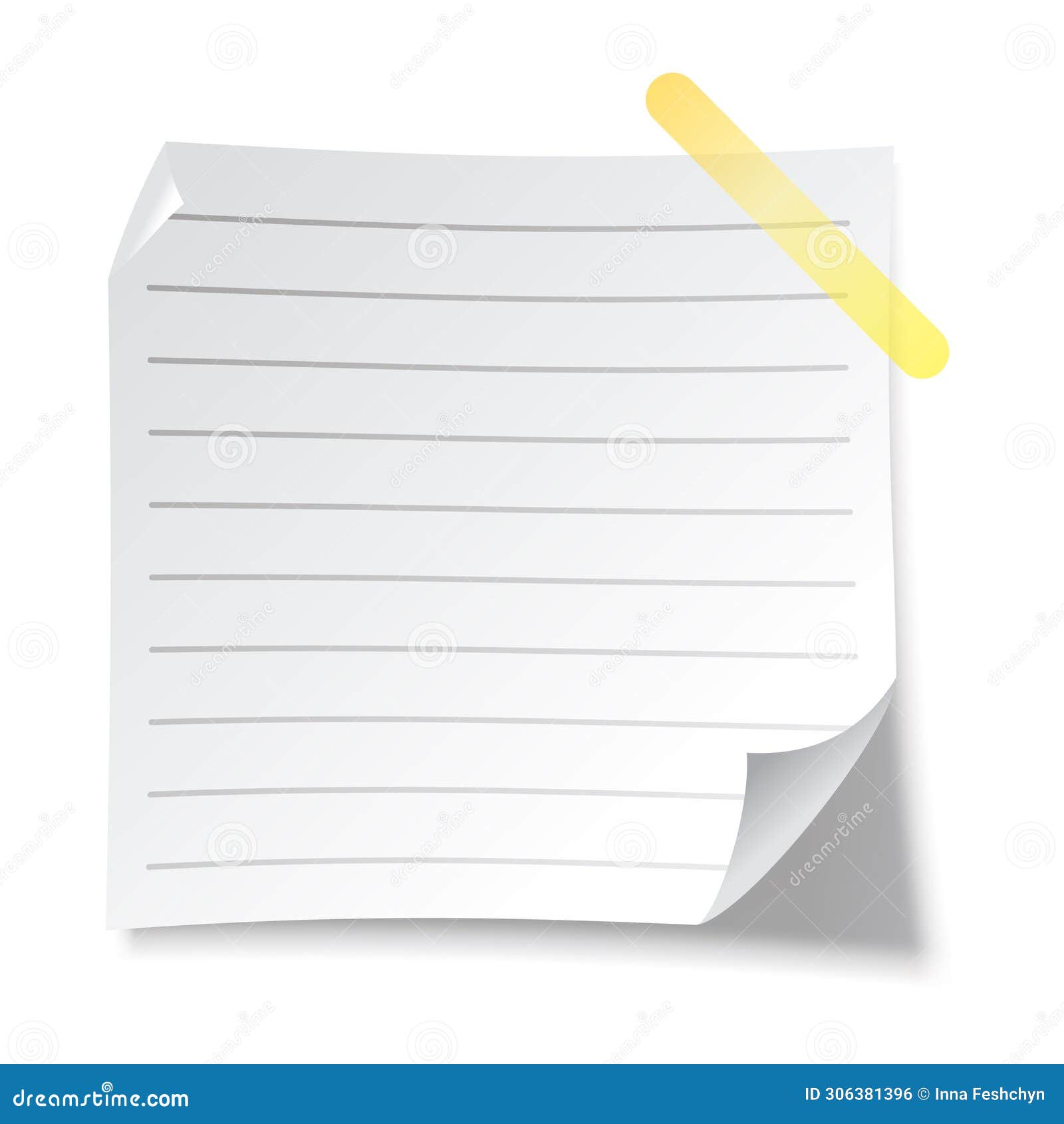 Lined Sticky Note. Blank Note Paper Sheet. Information Reminder ...