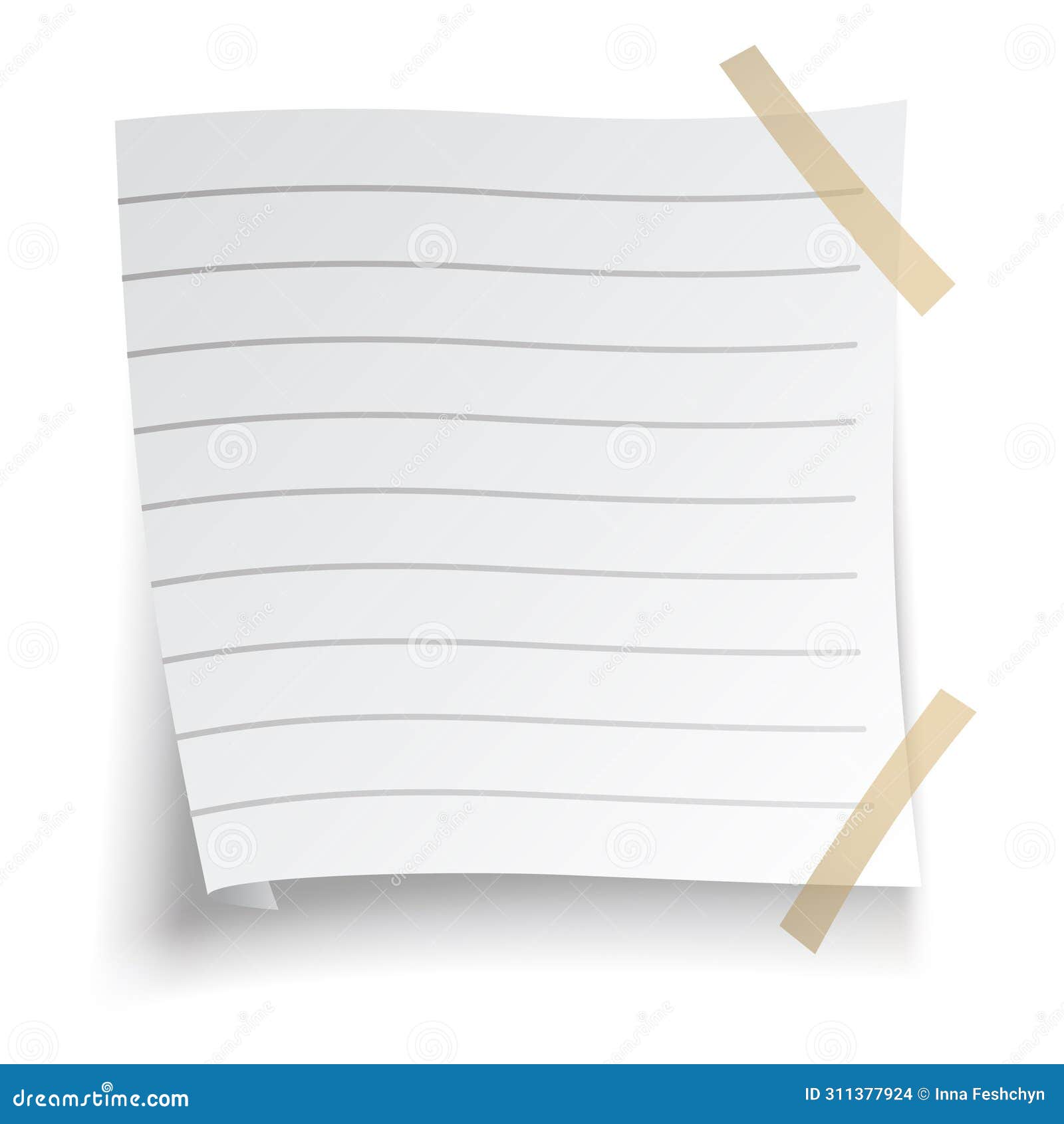 Lined Sticky Note. Blank Note Paper Sheet. Information Reminder ...