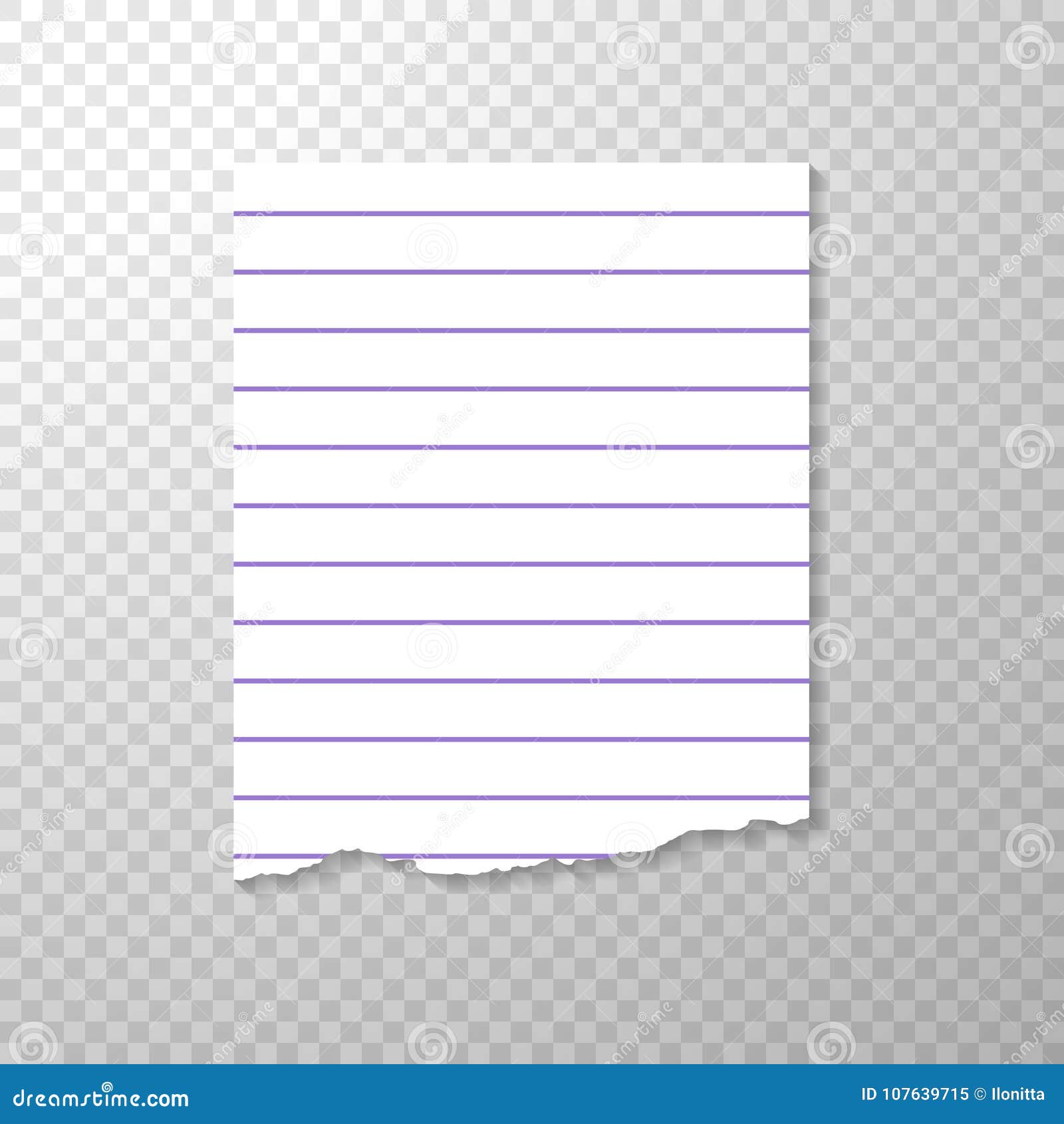 Lined Torn Piece of Paper from Notebook. Clean or Blank Page Isolated ...
