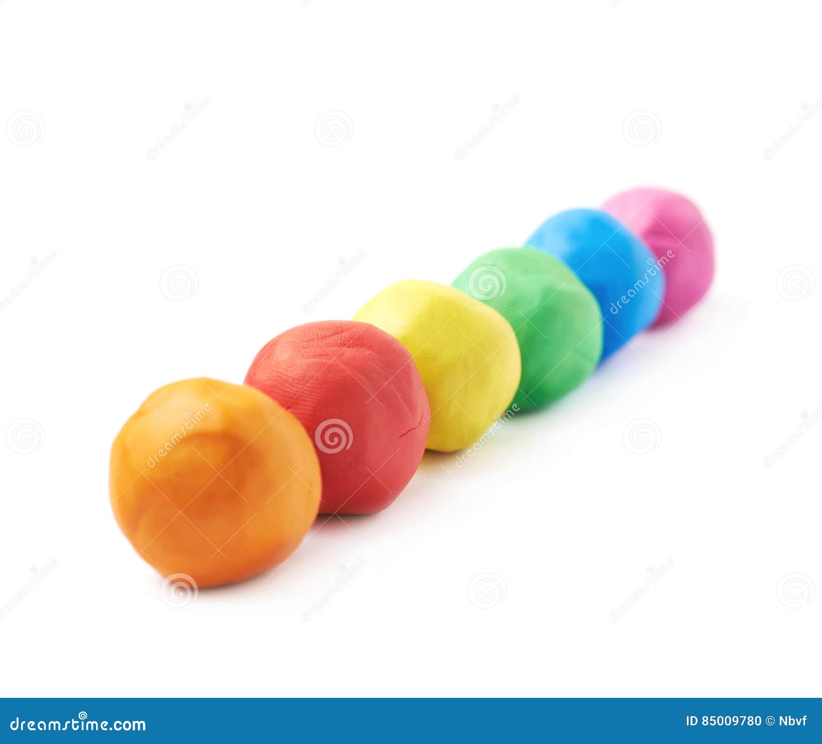 Lined Up Plasticine Balls Isolated Stock Photo - Image of color, dough ...