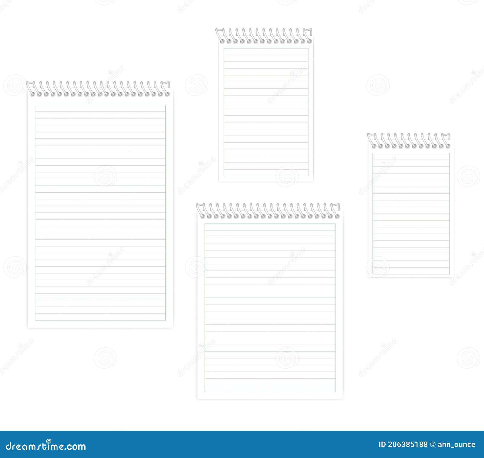 Lined Wire Bound Note Books - Set of US Paper Formats Stock Vector ...