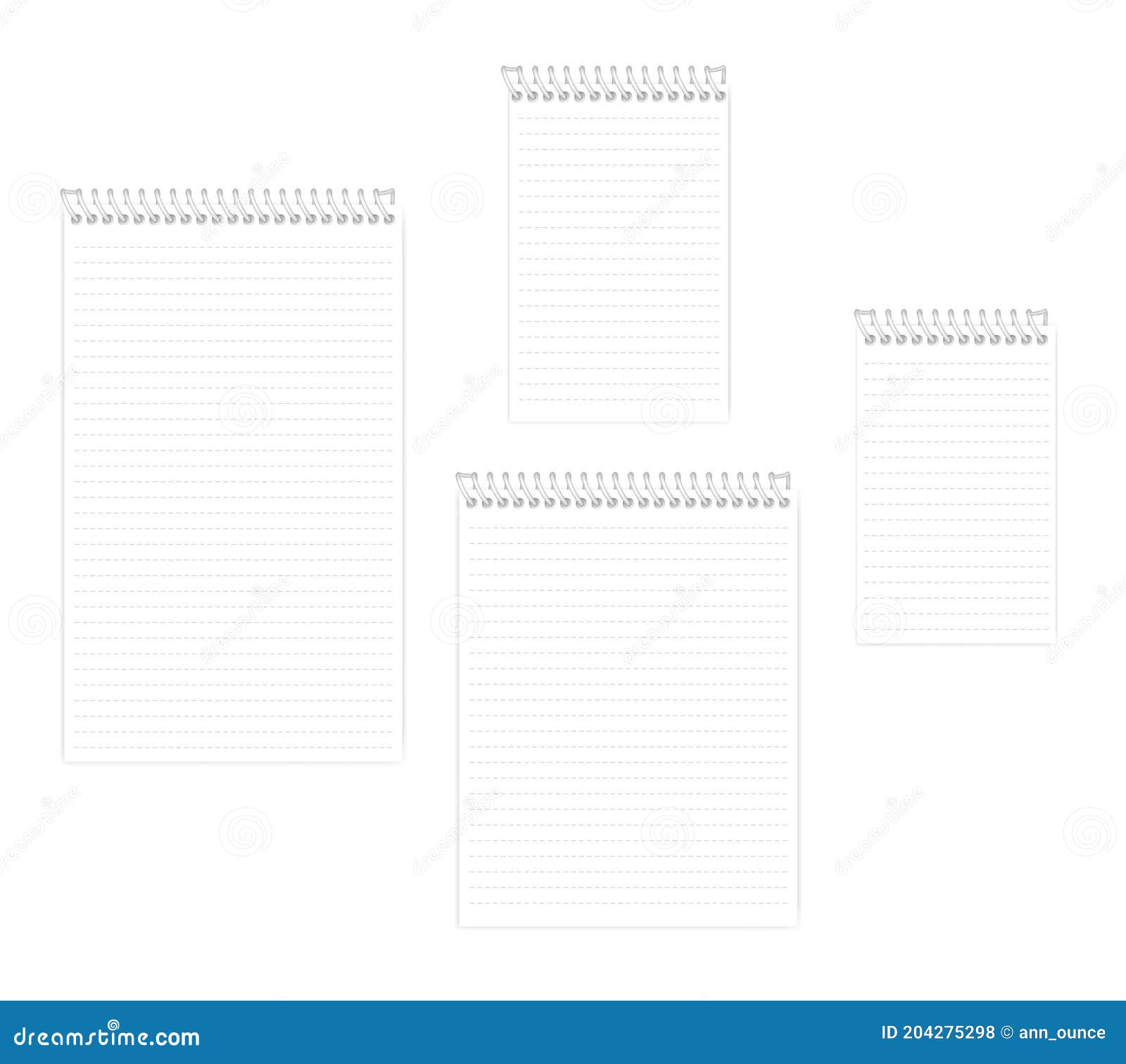 Lined Wire Spiral Notepads - Set of US Paper Formats Stock Vector ...