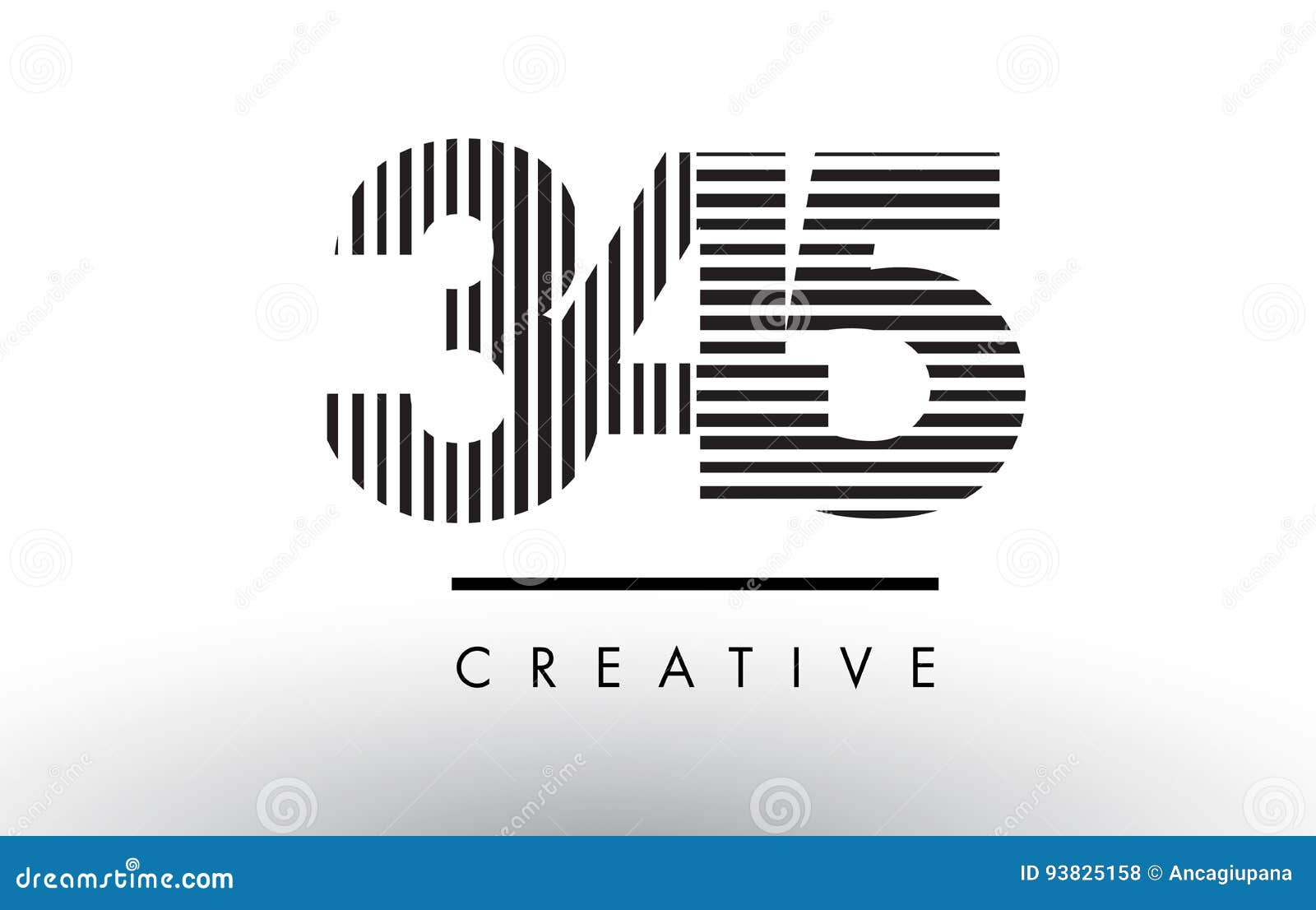 345 Linee Numero in Bianco E Nero Logo Design Illustrazione Vettoriale ...