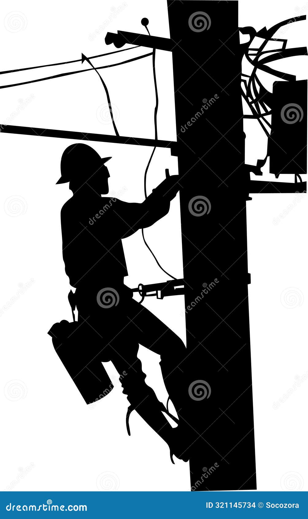 Lineman in Action Illustration Stock Vector - Illustration of wire ...