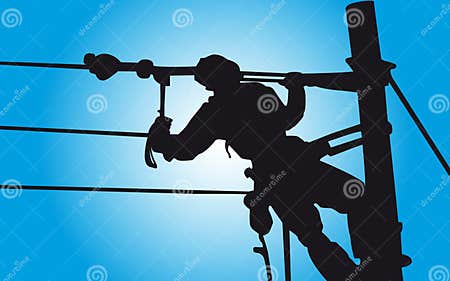 Lineman working stock vector. Illustration of device, transmitter - 8519960