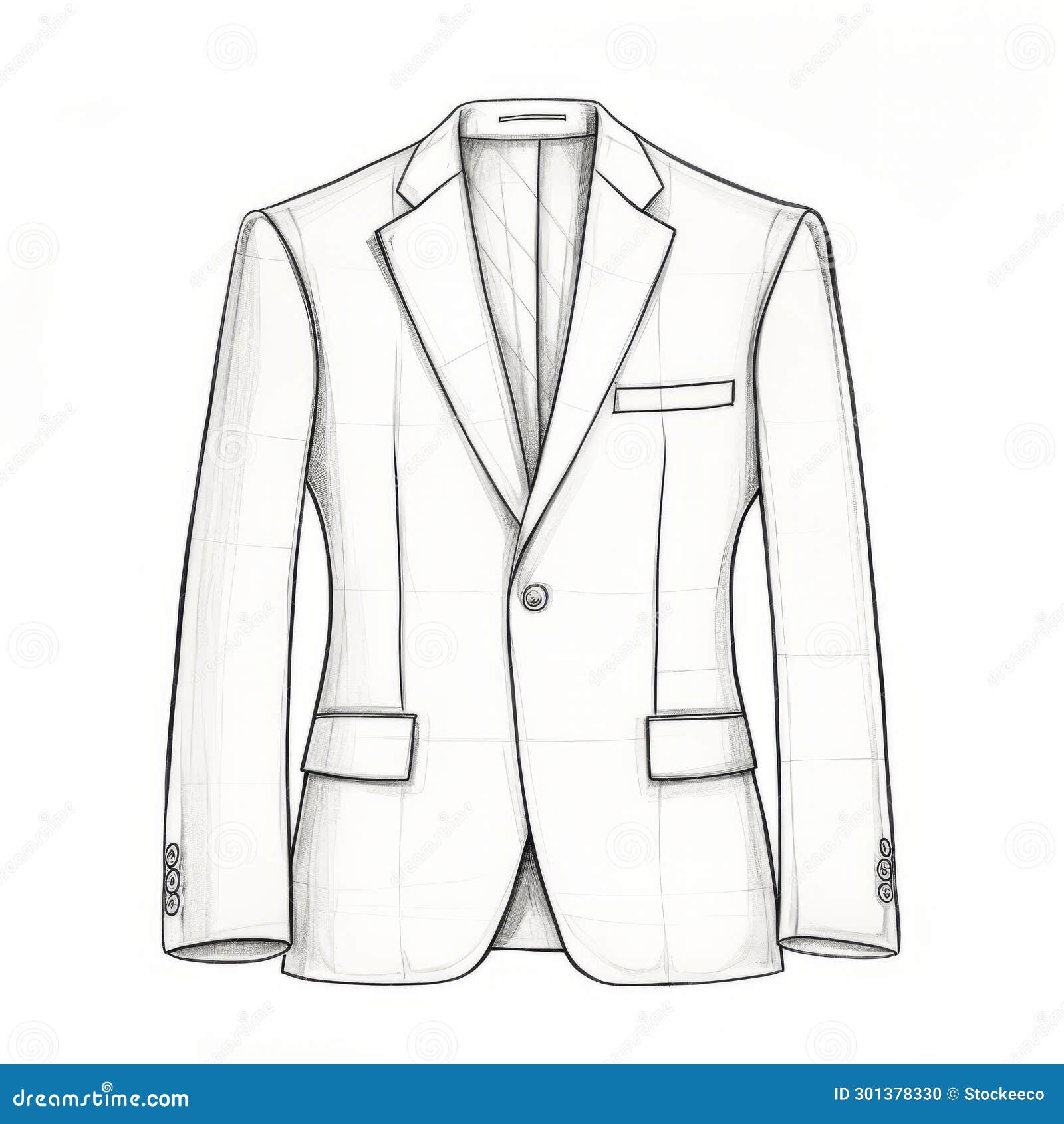 Linen Blazer Sketch: High Tonal Range, Clear Edge Definition, Exacting ...