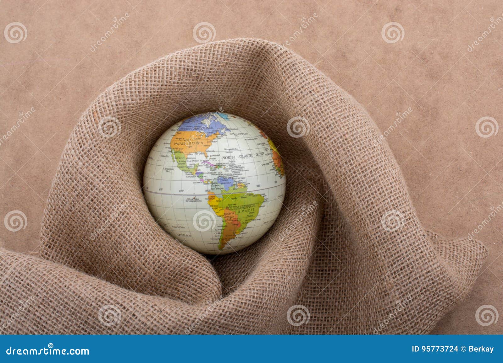 Linen Canvas Wrapped Around a Globe Stock Photo - Image of globe ...