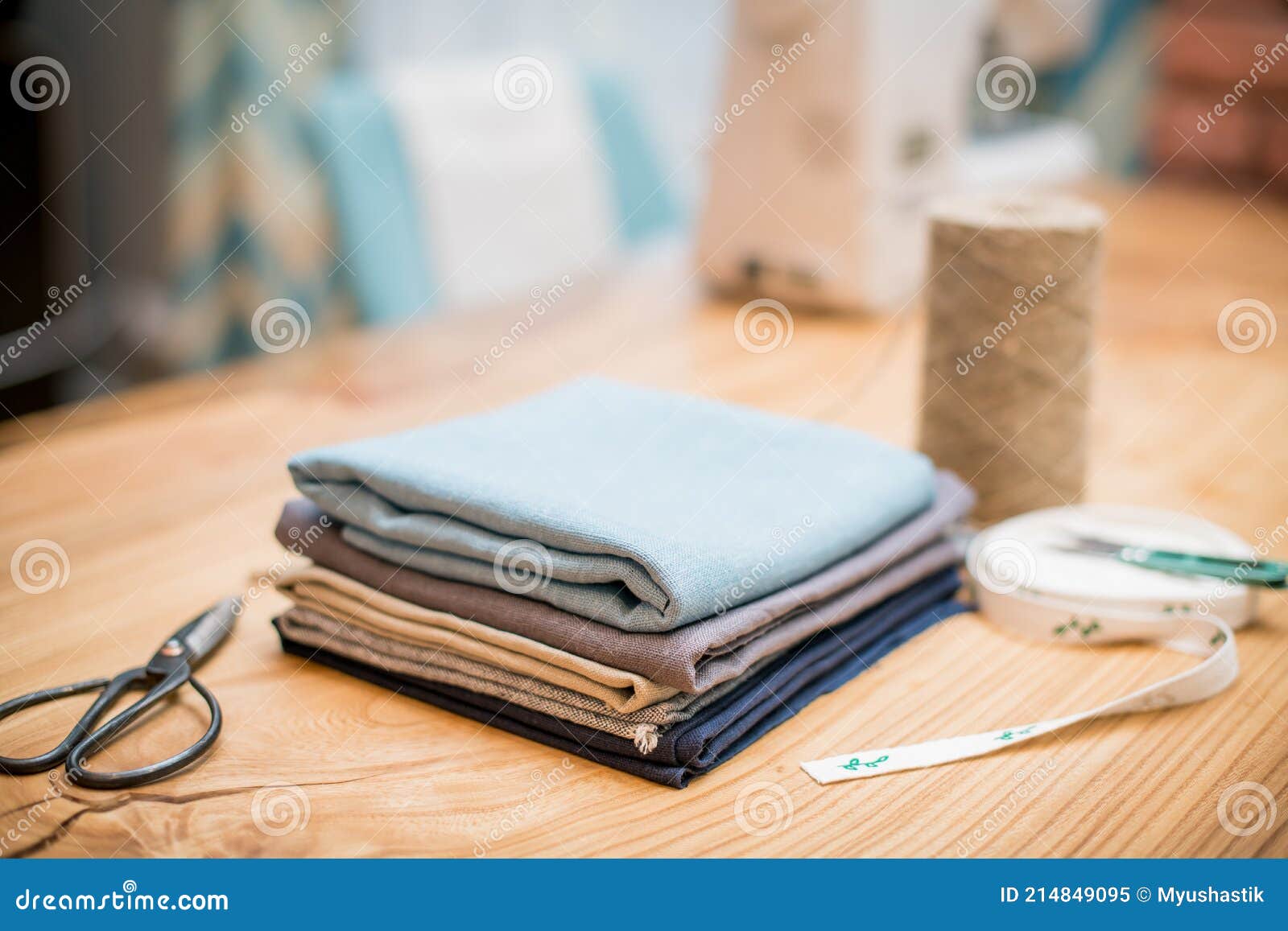 Linen Cloth Patch and Craft Tool Kit Stock Image - Image of tools ...