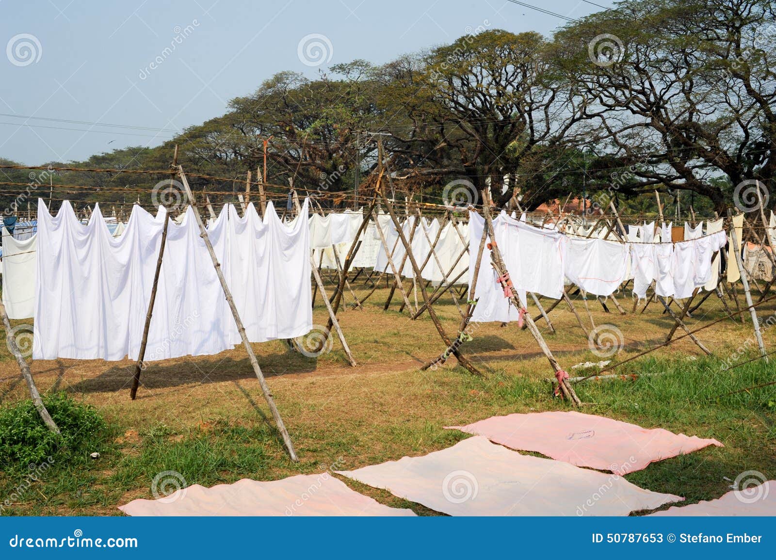Linen Drying at a Laundry of Fort Cochin Stock Image - Image of outdoor ...