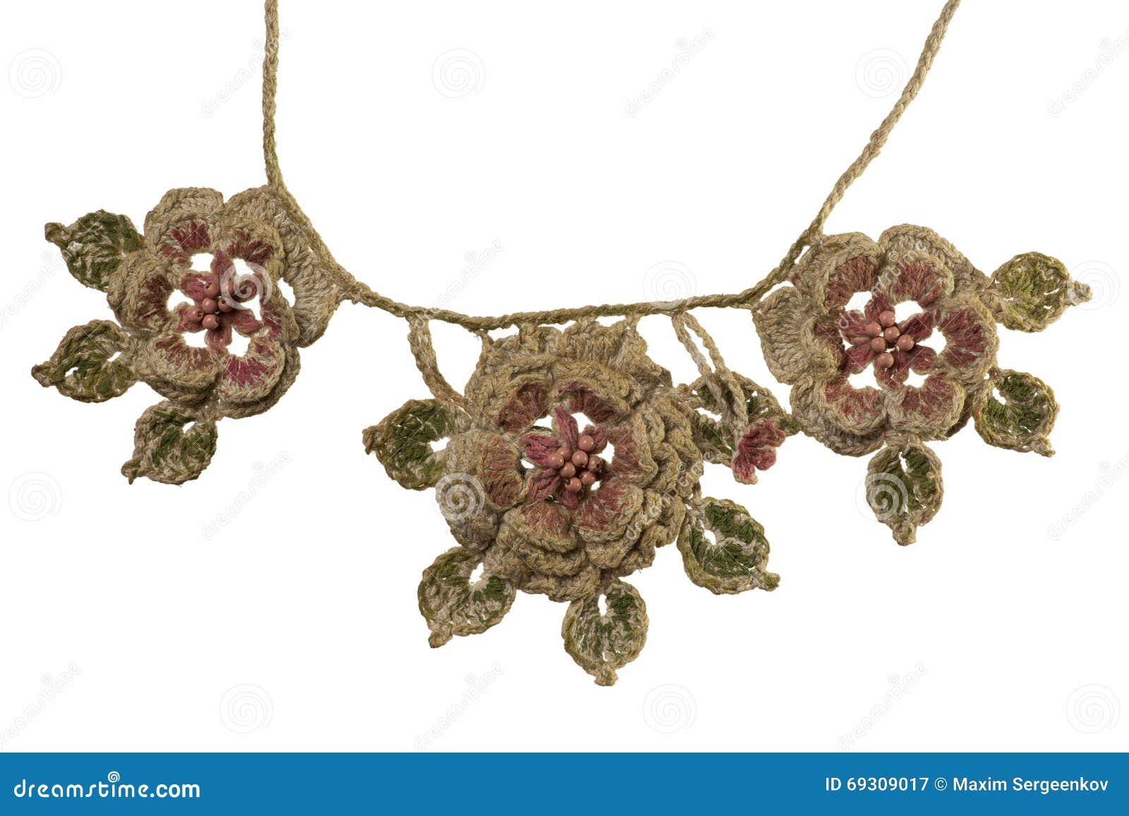 Linen handmade necklace stock image. Image of natural - 69309017