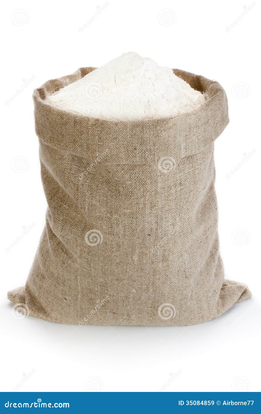 Linen sack with flour stock image. Image of utensil, baking - 35084859