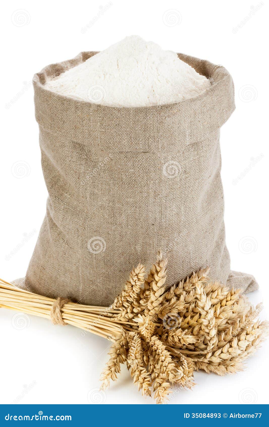 Linen sack with flour stock image. Image of background - 35084893