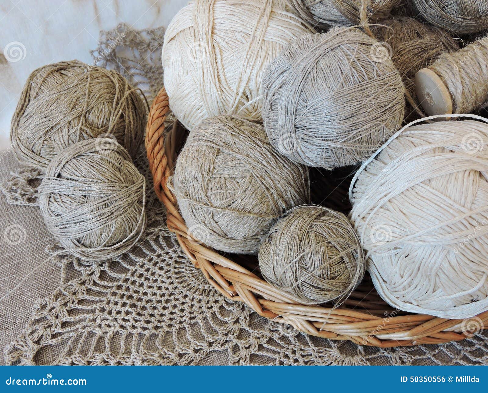 Linen threads stock photo. Image of ball, white, crochet - 50350556