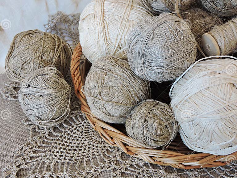 Linen threads stock photo. Image of ball, white, crochet - 50350556