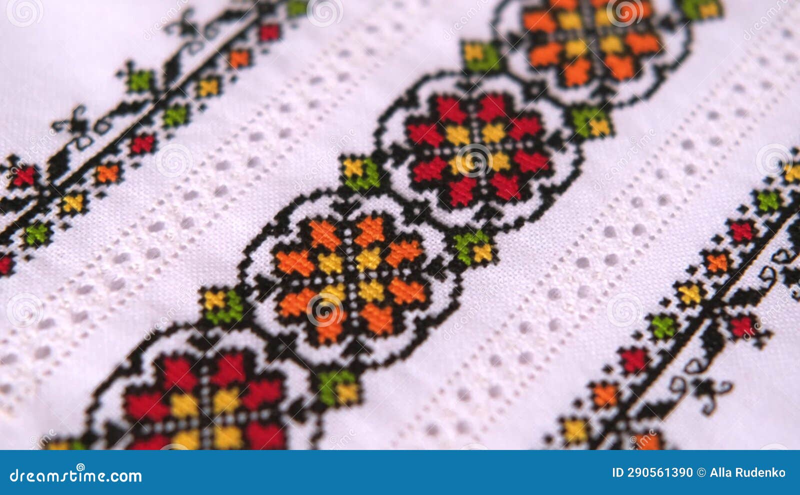 Linen White Fabric with Embroidered Element. Ukrainian Embroidery ...