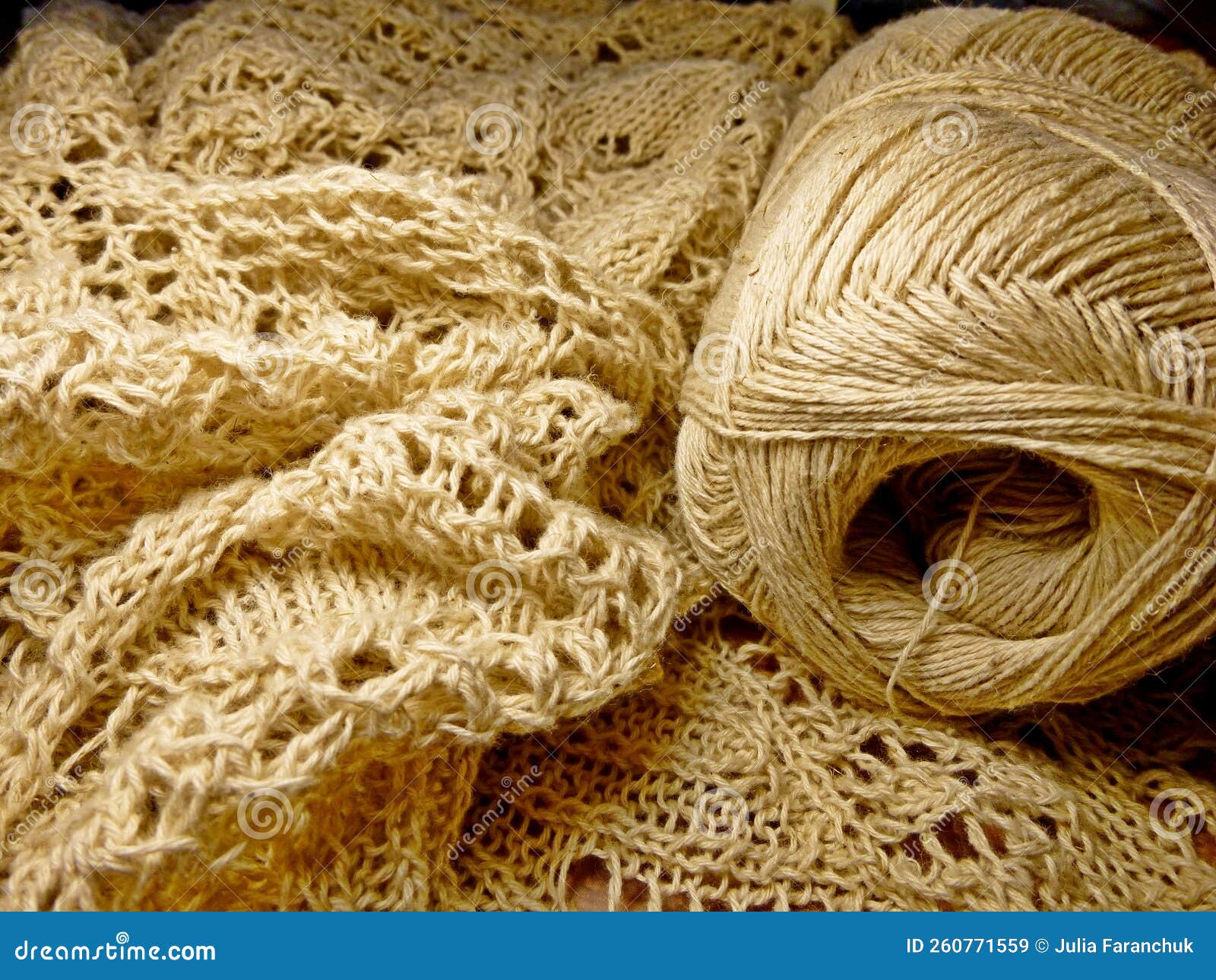 Linen Yarn in a Skein. Close-up. Knitting Stock Image - Image of ...