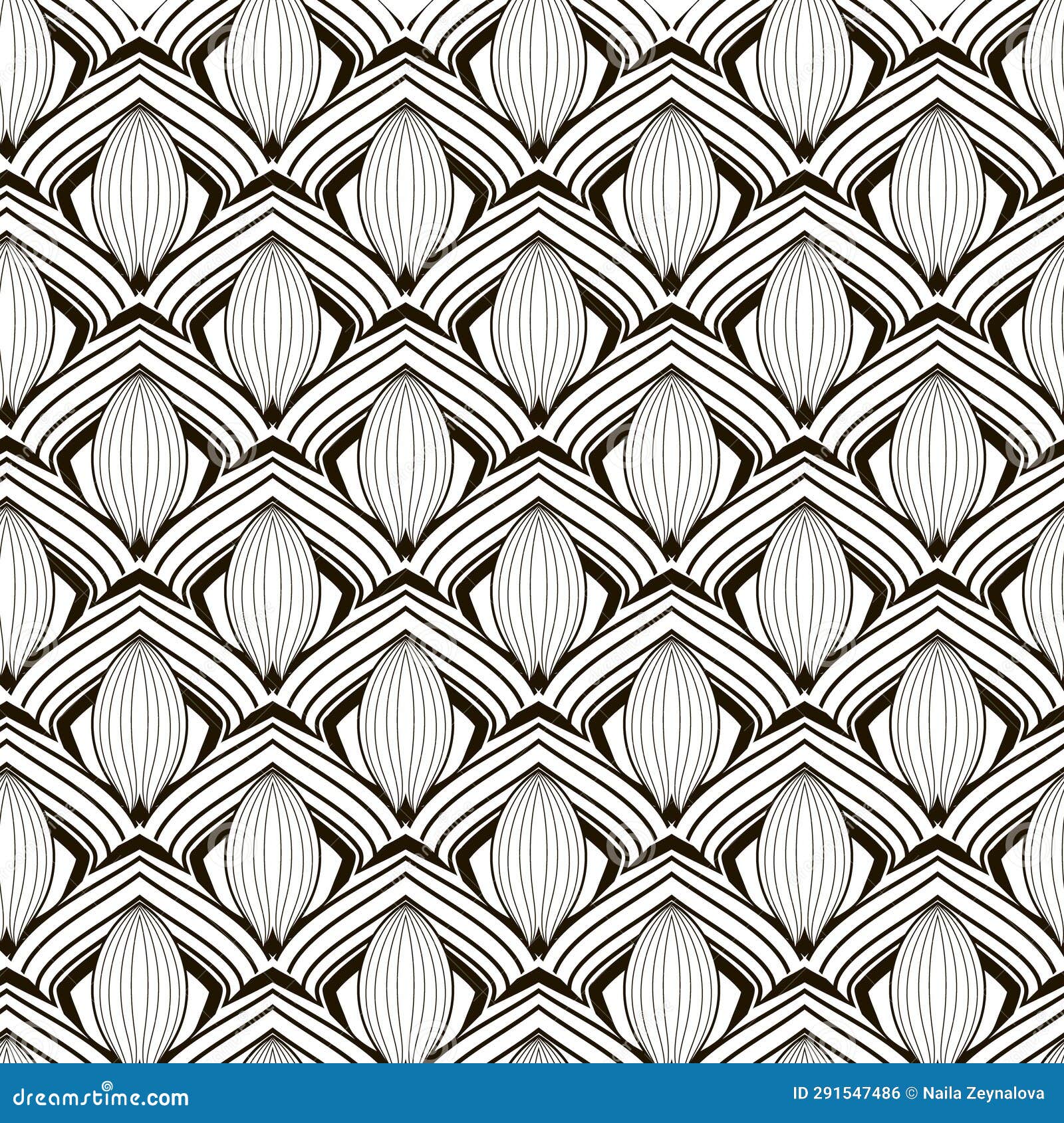 Lines Arches Seamless Pattern. Black and White Line Art Arces ...