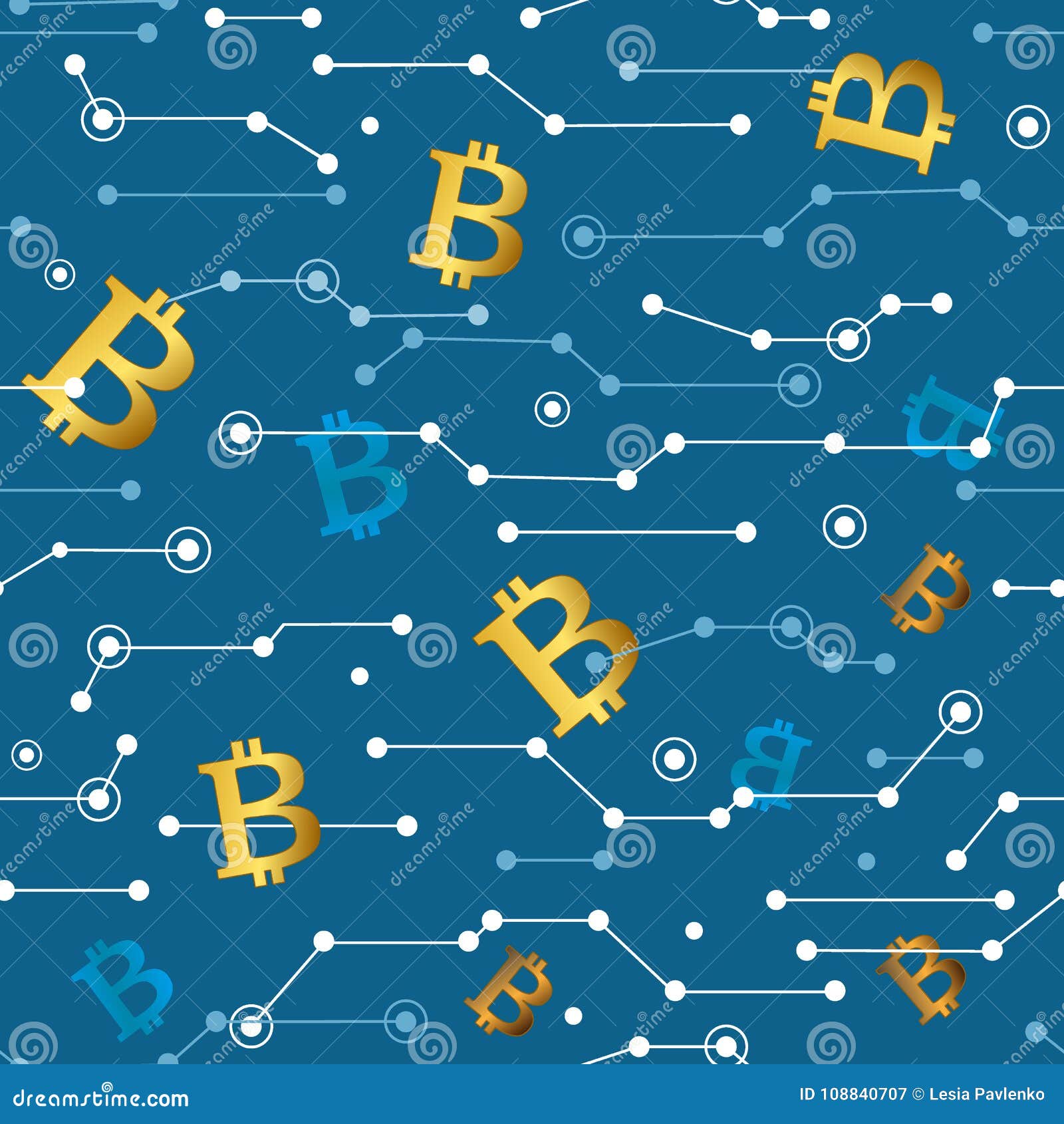 Lines and Bitcoins Seamless Pattern. Vector Illustration ...
