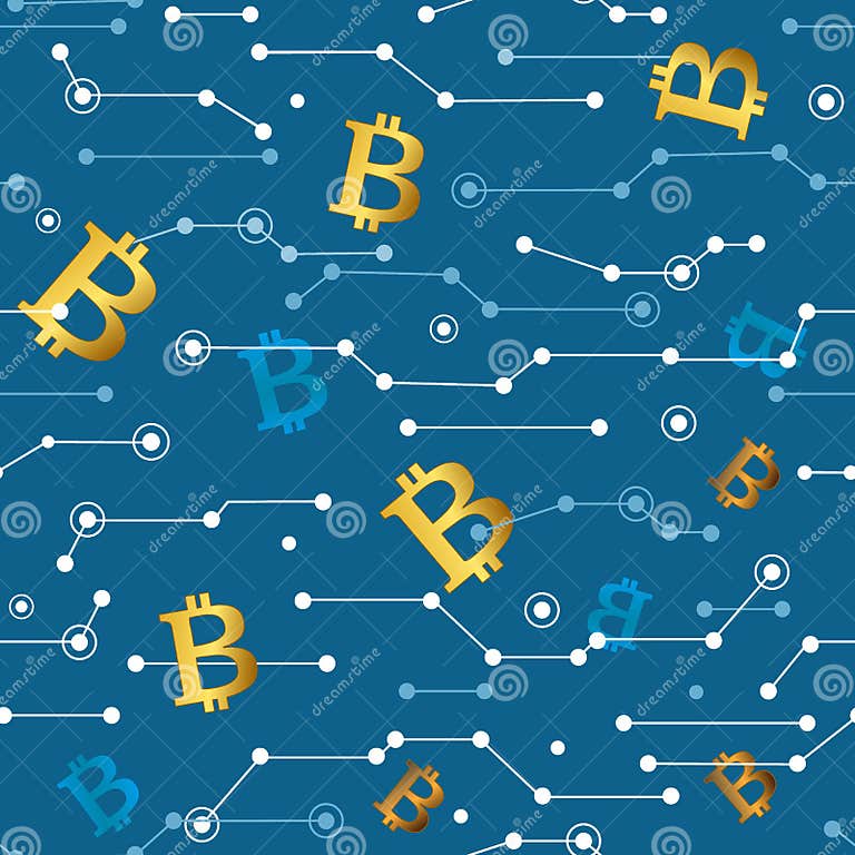 Lines and Bitcoins Seamless Pattern. Vector Illustration ...