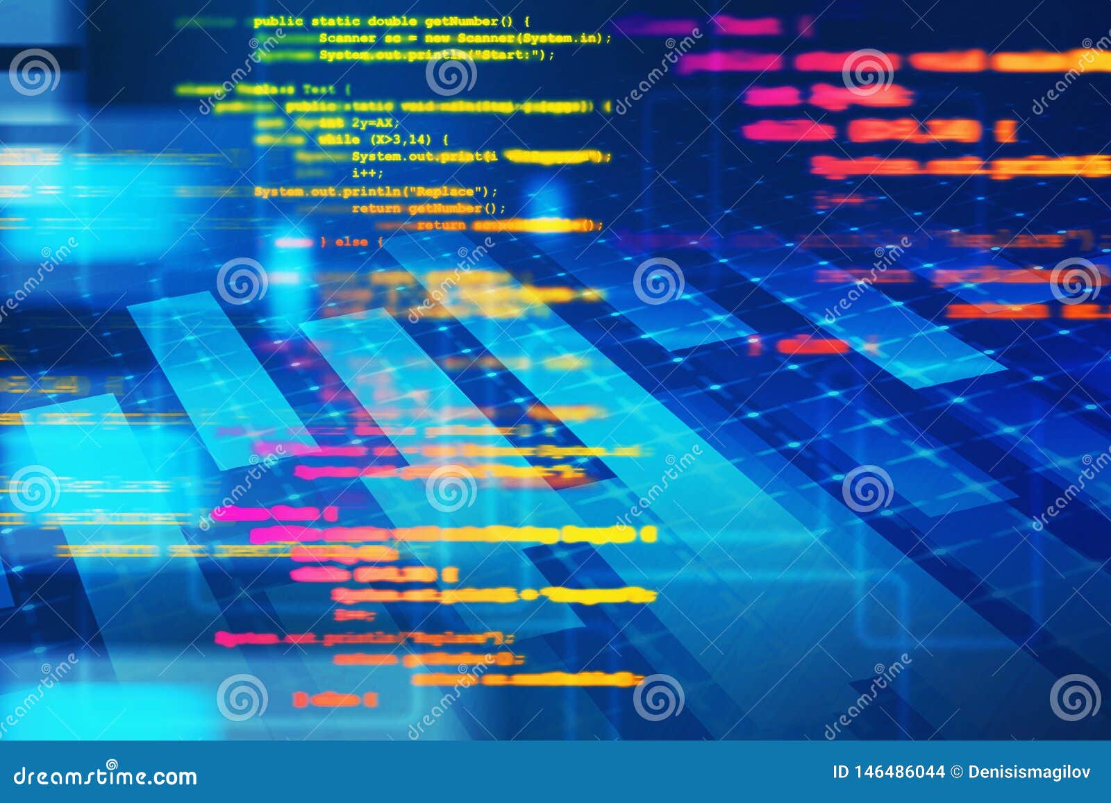 Lines of Code Abstract Digital Interface Background Stock Illustration - Illustration of ...