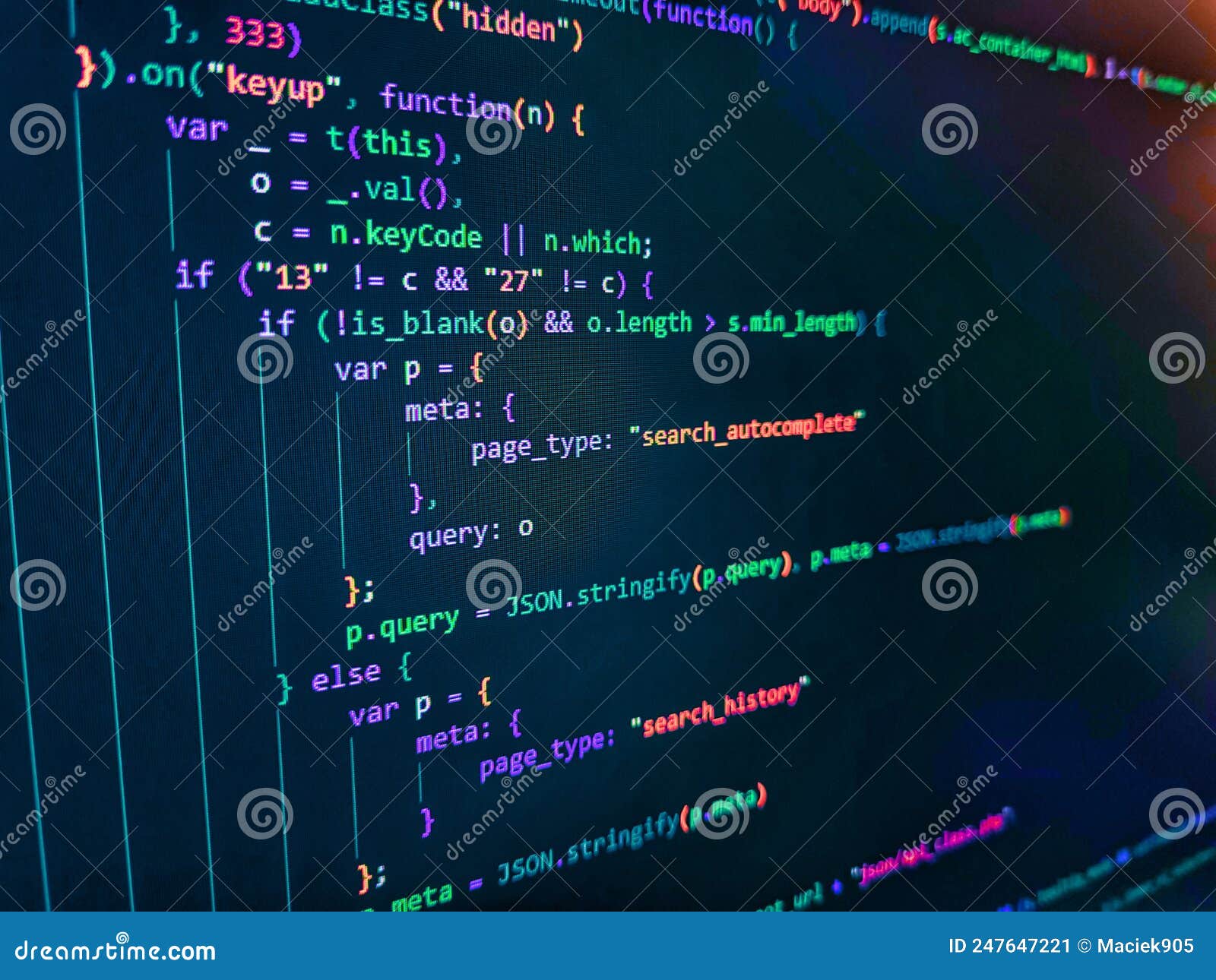 Lines of Code of a Software with Several Colors. Python Programming ...